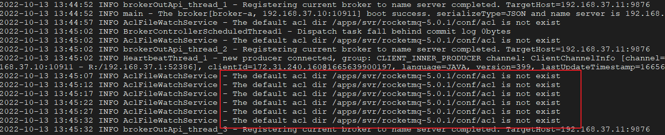 There is no acl folder in the default conf directory, and the acl permission file cannot be read ...
