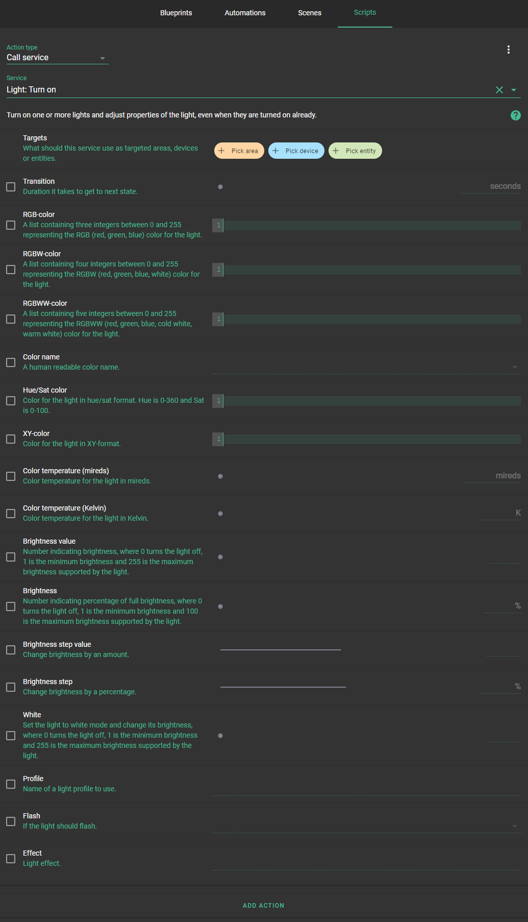 Provide more options for toggling lights on, inc. color temp, transition time, etc. · Issue #464 ...