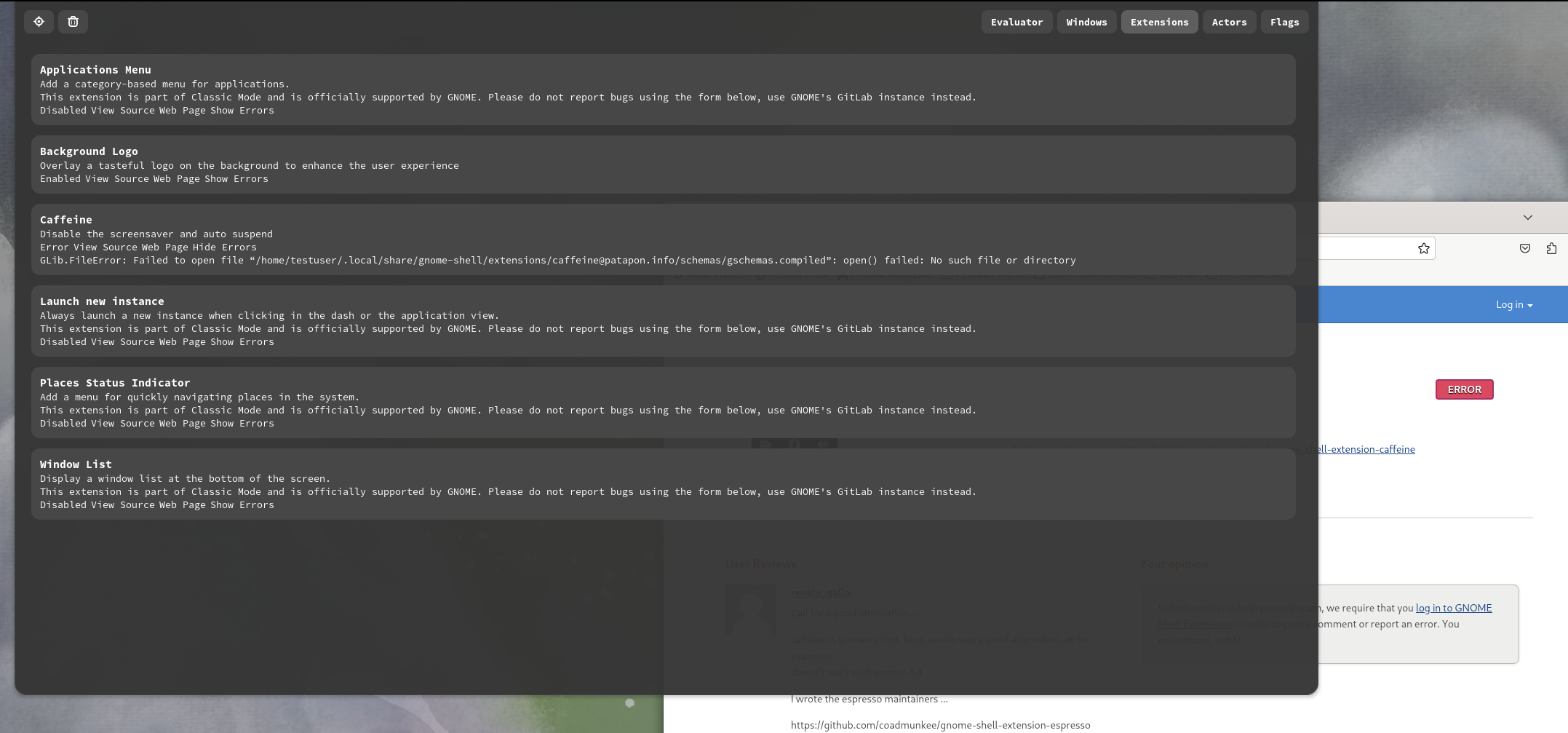 v45 - GLib.FileError: Failed to open file /.local/share/gnome-shell/extensions/caffeine@patapon ...