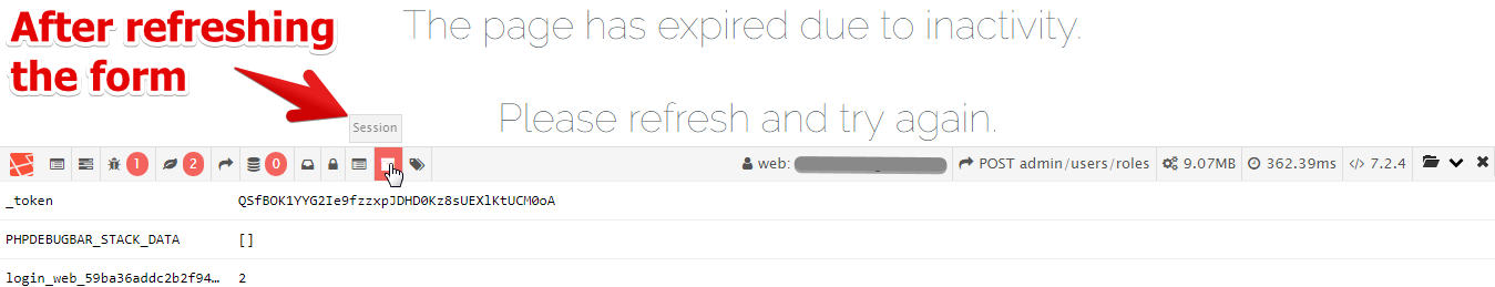 Refreshing doesn't fix `The page has expired due to inactivity. Please refresh and try again ...