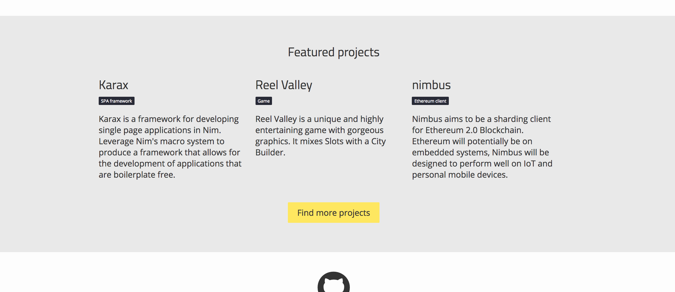 And blurbs to featured projects · Issue #114 · nim-lang/website · GitHub