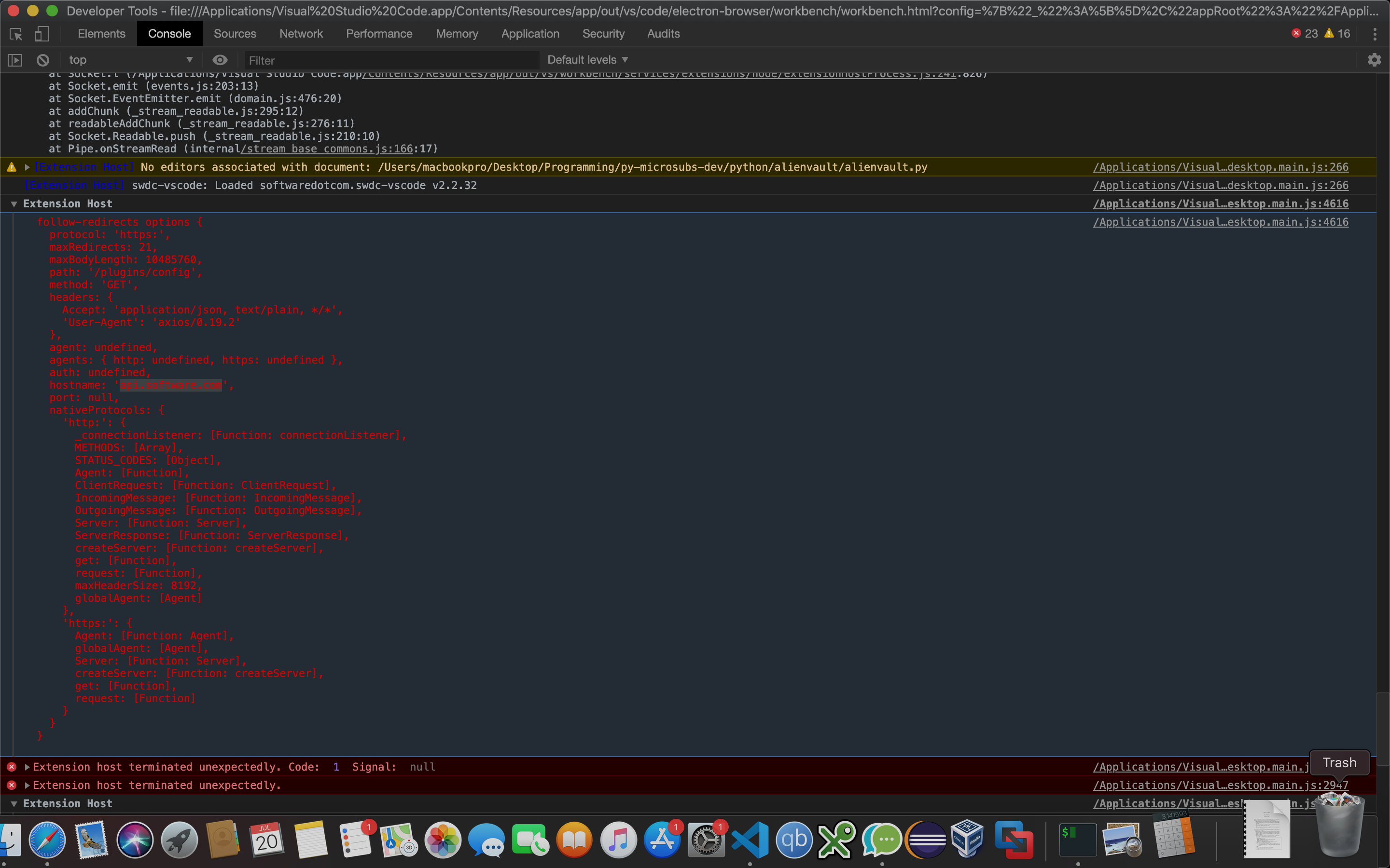 Extension host crashed · Issue #113 · swdotcom/swdc-vscode · GitHub