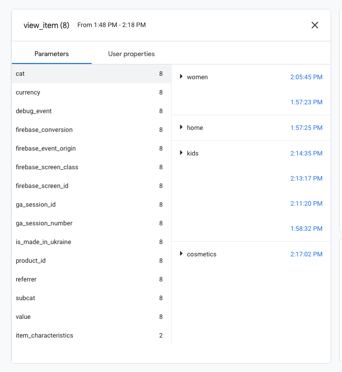AnalyticsParameterItems not tracking in AnalyticsEventViewItem and AnalyticsEventSelectItem ...