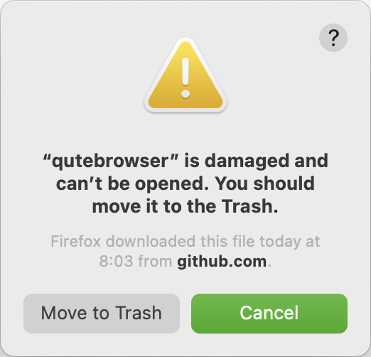 Error on MacOS Monterey: “qutebrowser” is damaged and can’t be opened · Issue #7111 ...