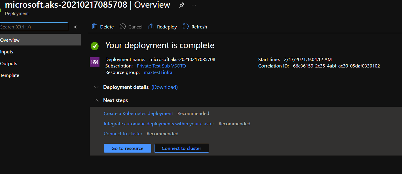 az aks create fails with 'The requested size is currently not available in location'. Works from ...