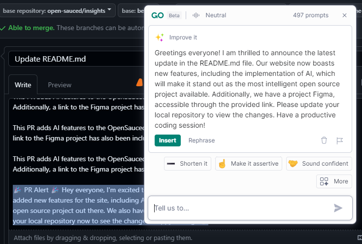 Feature: Extending AI to comments · Issue #86 · open-sauced/ai · GitHub