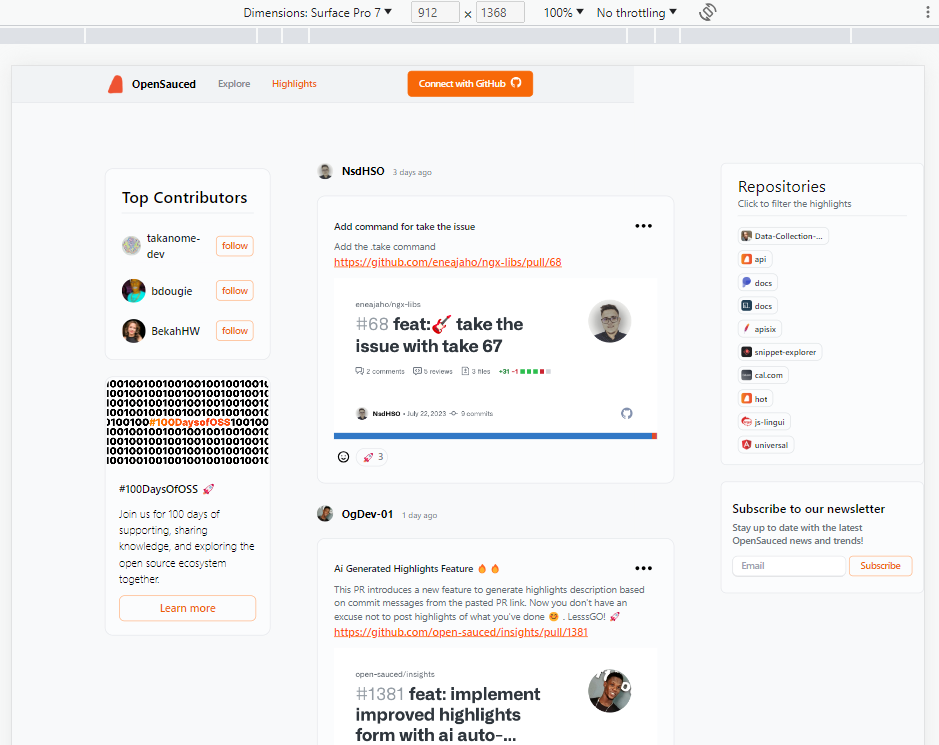 Bug: filters odd design on md screens (surface pro 7) · Issue #1264 · open-sauced/app · GitHub