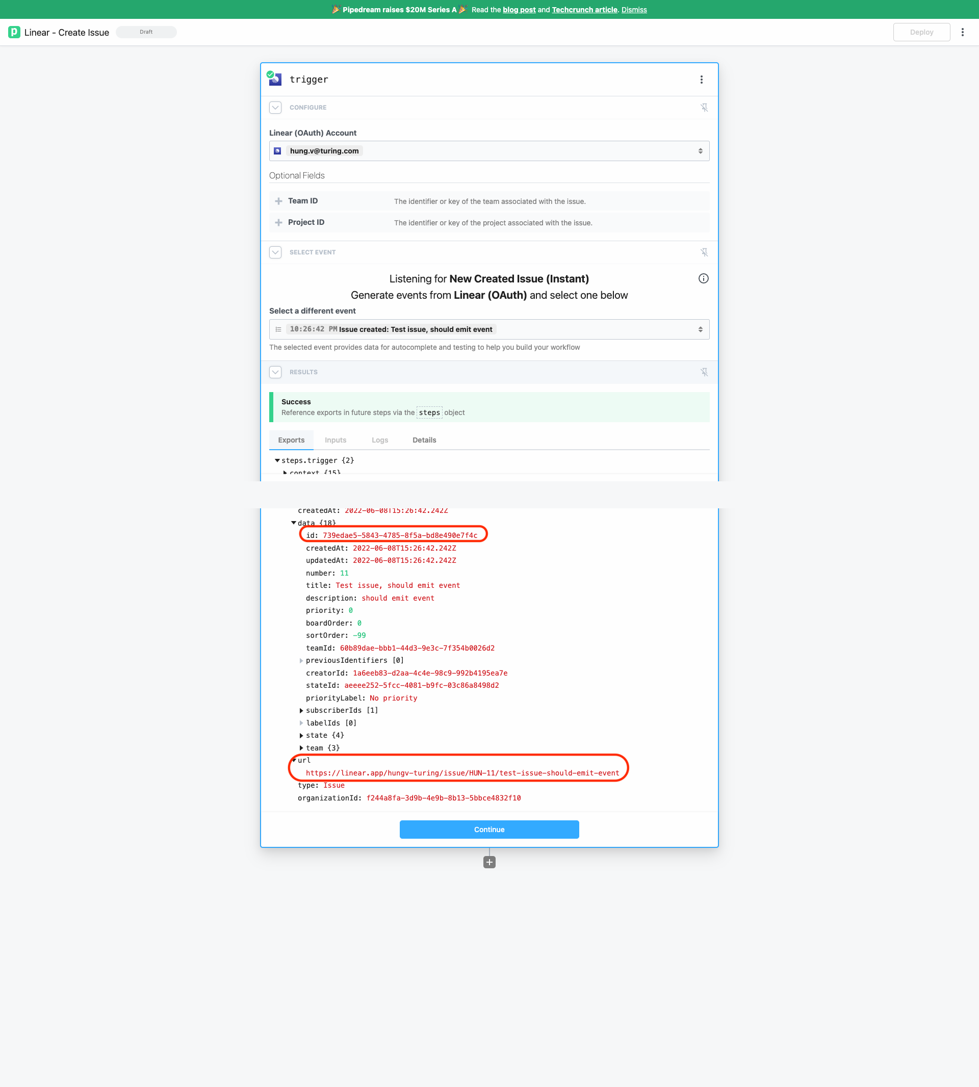 [FEATURE] ID and URL from Linear Created Issue · Issue #3086 ...