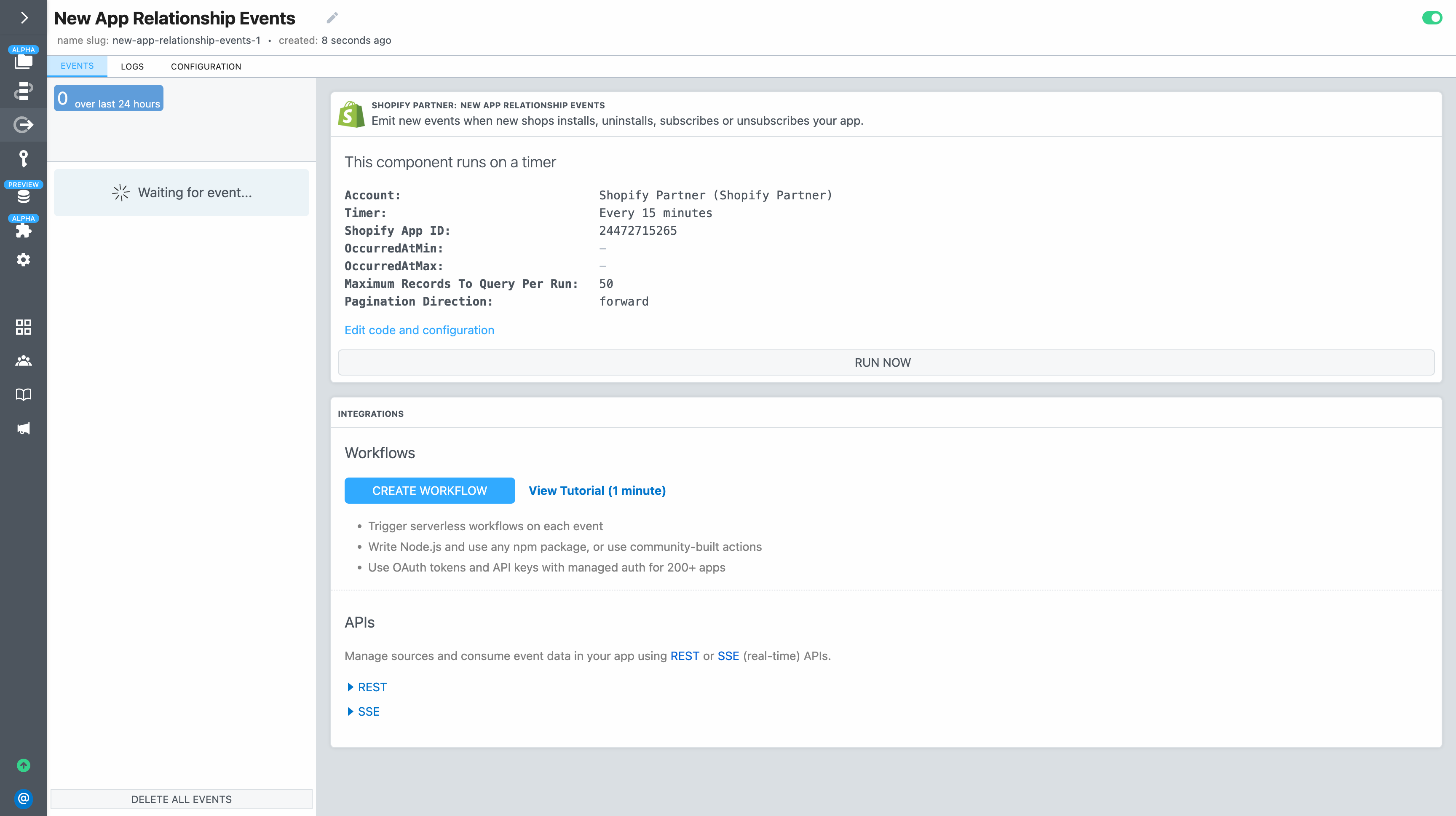 [BUG] Shopify Partners - New App Relationship Events doesn't emit new events · Issue #5188 ...