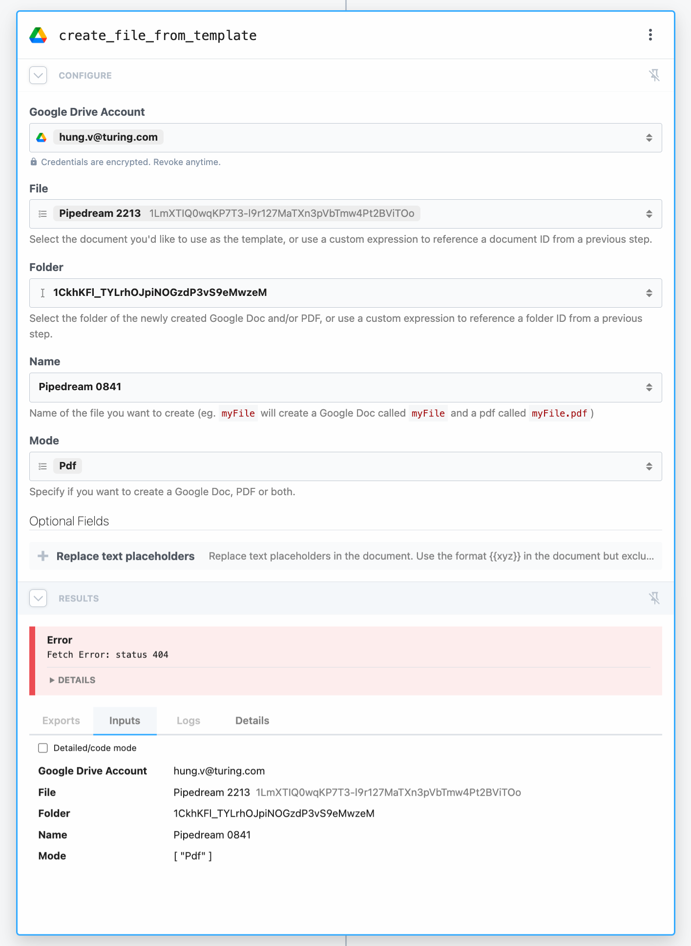 [BUG] Google Drive create_file_from_template action · Issue #5403 · PipedreamHQ/pipedream · GitHub