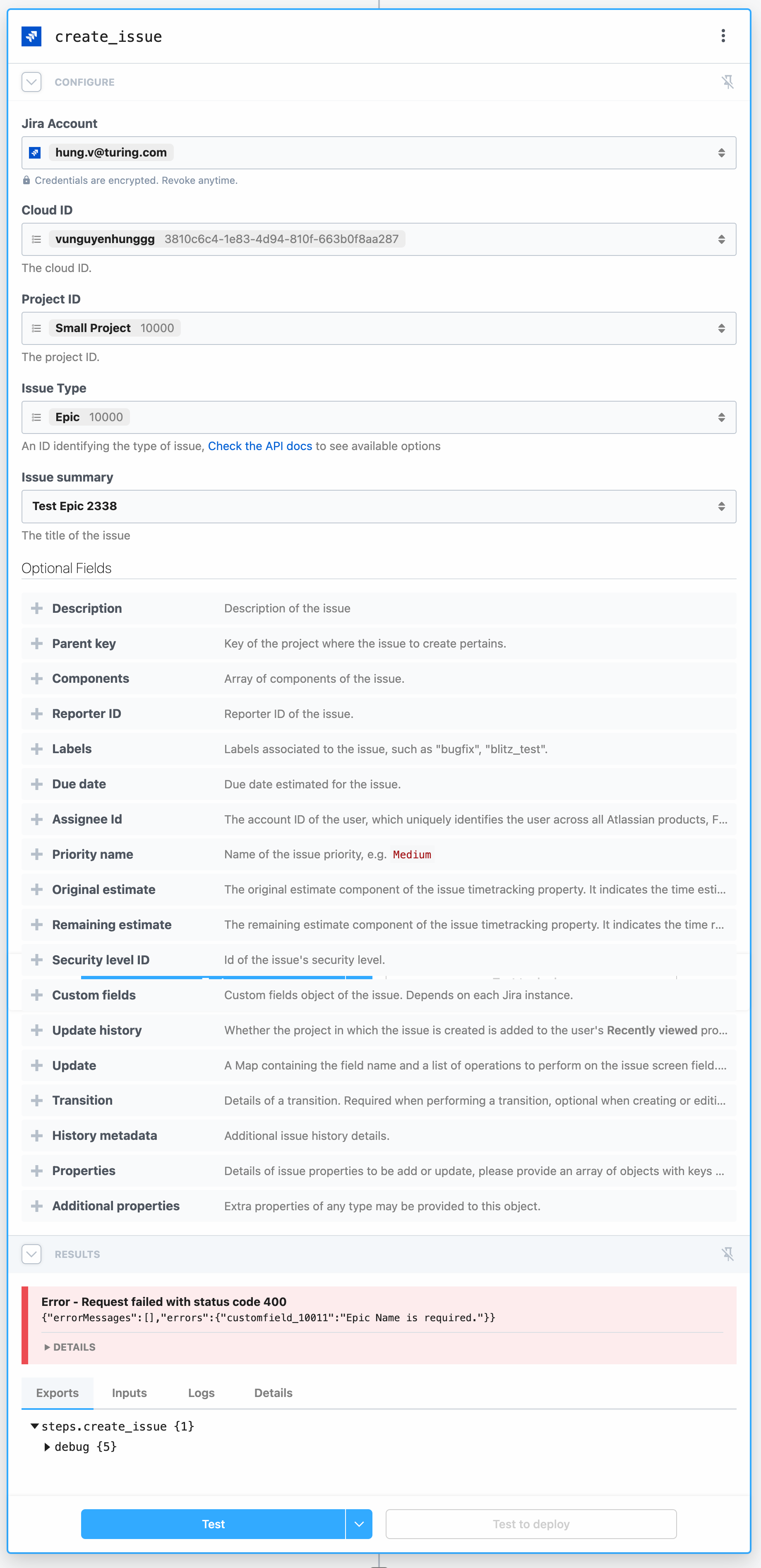 [BUG] Jira integration is failing when epic type is selected · Issue #5742 · PipedreamHQ ...