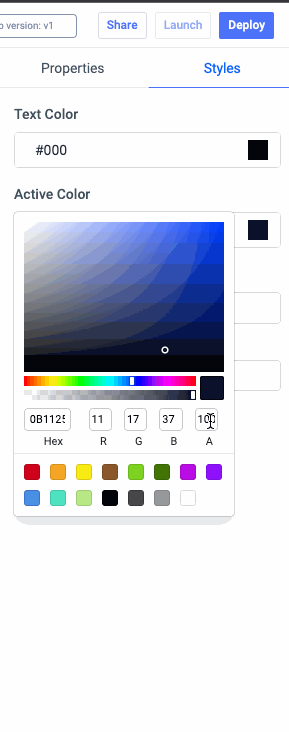 Should able to set alpha value in the color picker · Issue #1813 · ToolJet/ToolJet · GitHub