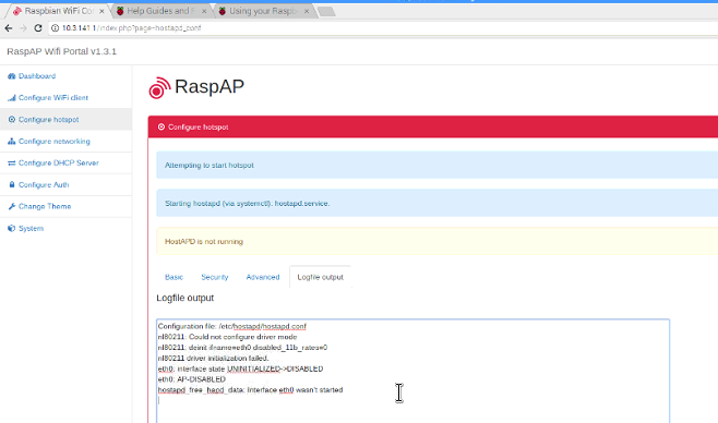 HostAPD is not running · Issue #219 · RaspAP/raspap-webgui · GitHub