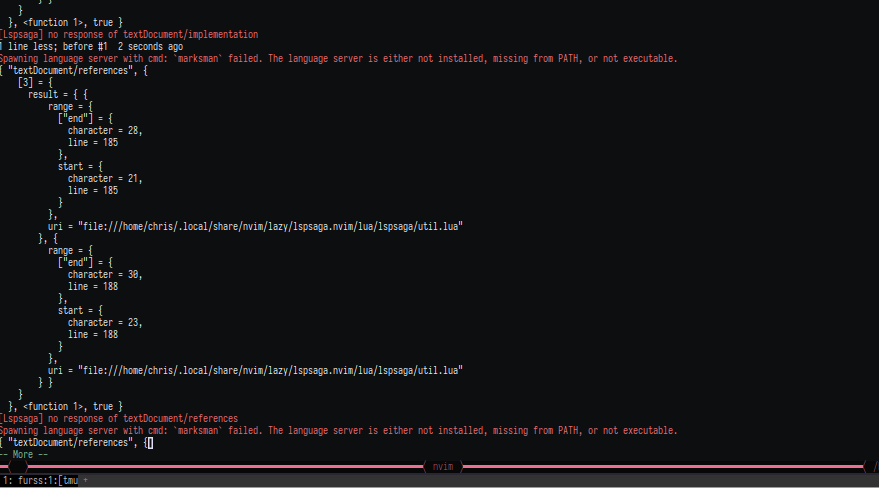 `Lspsaga finder` returns no response of textDocument/references & no response of textDocument ...
