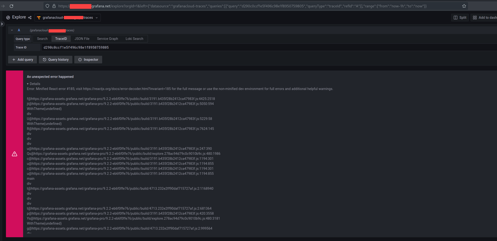 Minified React Error 185 On Grafana Cloud Trace View In Firefox · Issue 57985 · Grafana