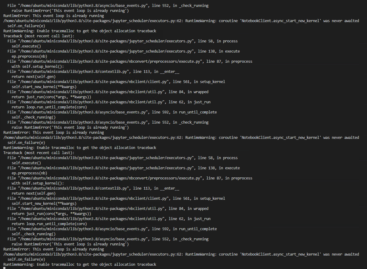 All jobs failing with message "This event loop is already running" · Issue #330 · jupyter-server ...