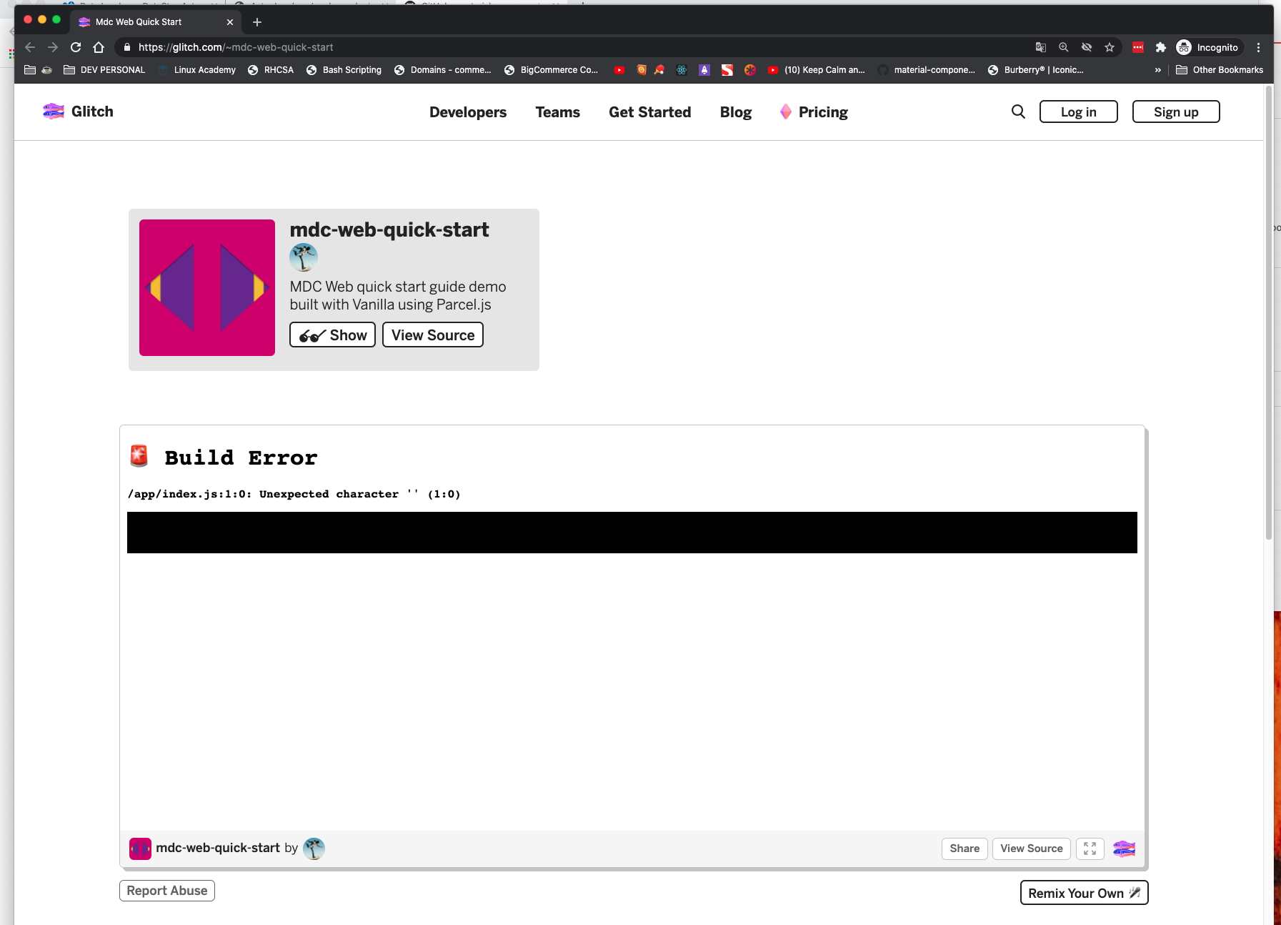 Readme Demo Website Glitch Project Is Broken · Issue 6575 · Material Componentsmaterial