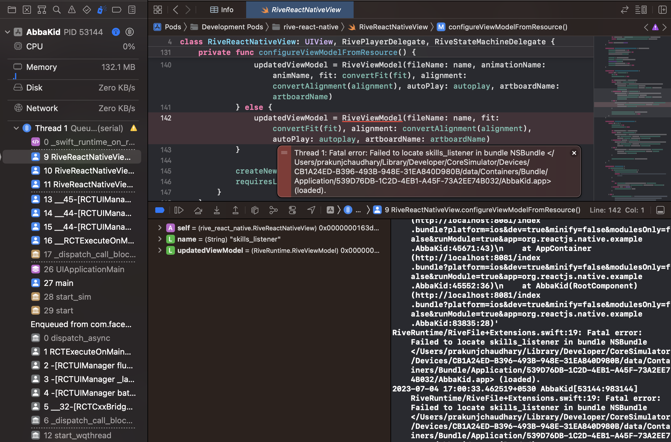 App is crashing on iOS · Issue #188 · rive-app/rive-react-native · GitHub