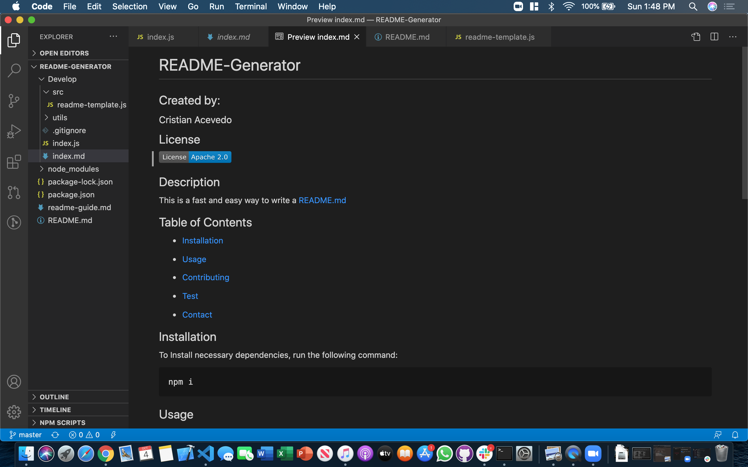 GitHub - cacevedo2011/README-Generator