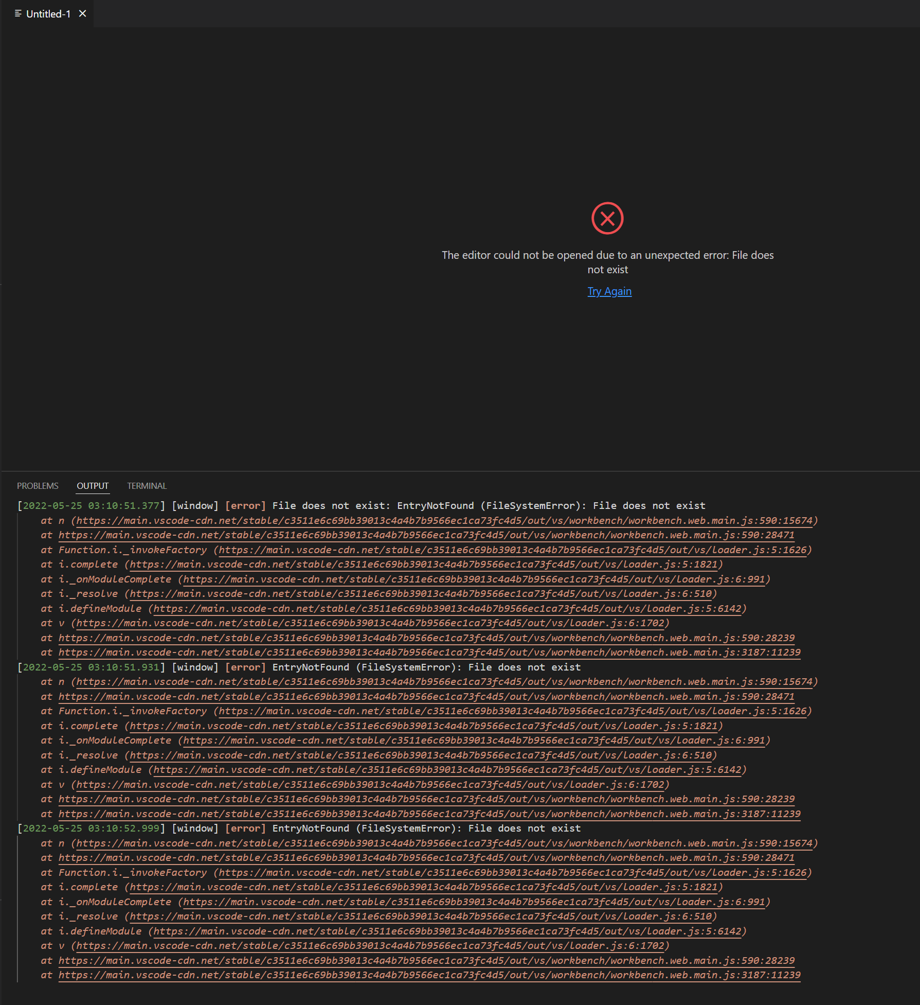 [CustomTextEditor Web extensions] "EntryNotFound (FileSystemError): File does not exist" after ...