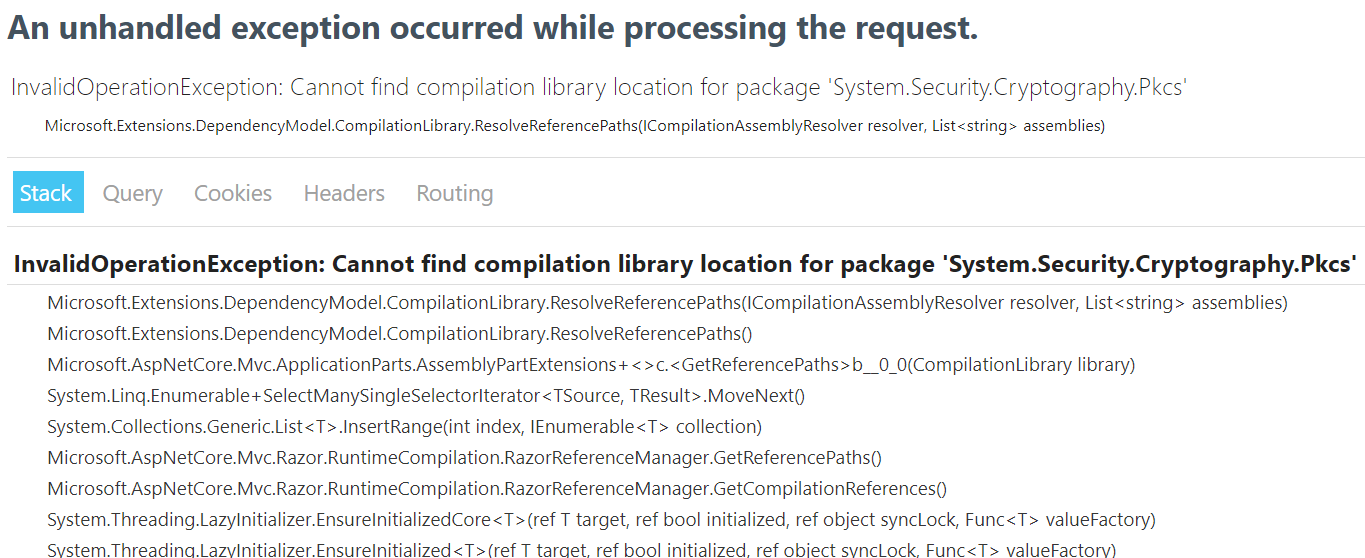 Cannot find compilation library location for package 'System.Security.Cryptography.Pkcs' · Issue ...