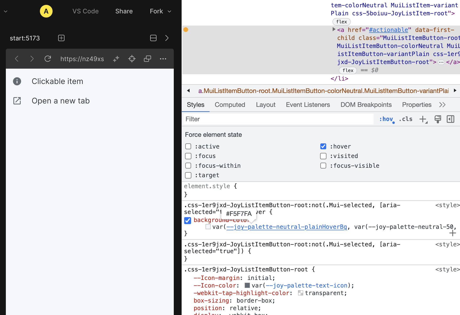Listitem Joy Hover Effect Not Applied In Beta As It Was In Alpha · Issue 38404 · Muimaterial