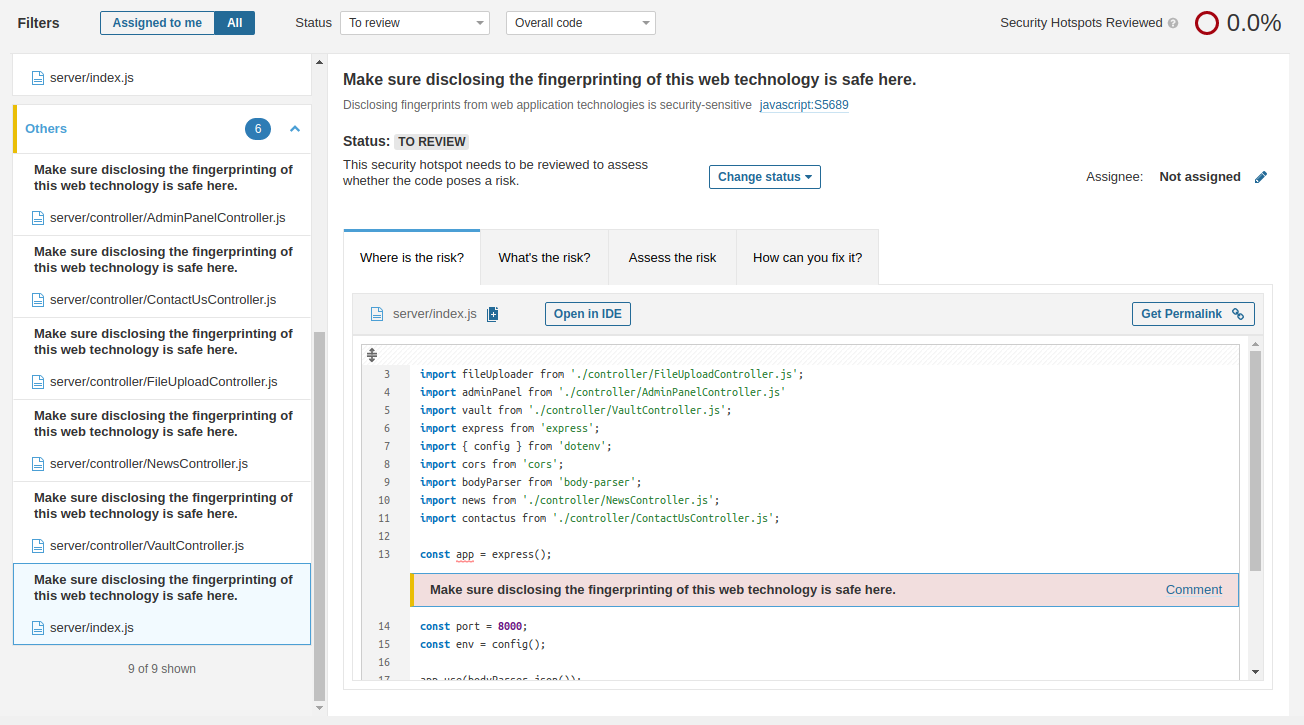 [SonarQube] Security Hotspot - Make sure disclosing the fingerprinting ...