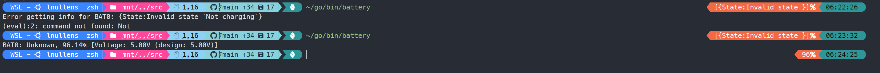 Battery info not displaying when unplugged · Issue #737 · JanDeDobbeleer/oh-my-posh · GitHub