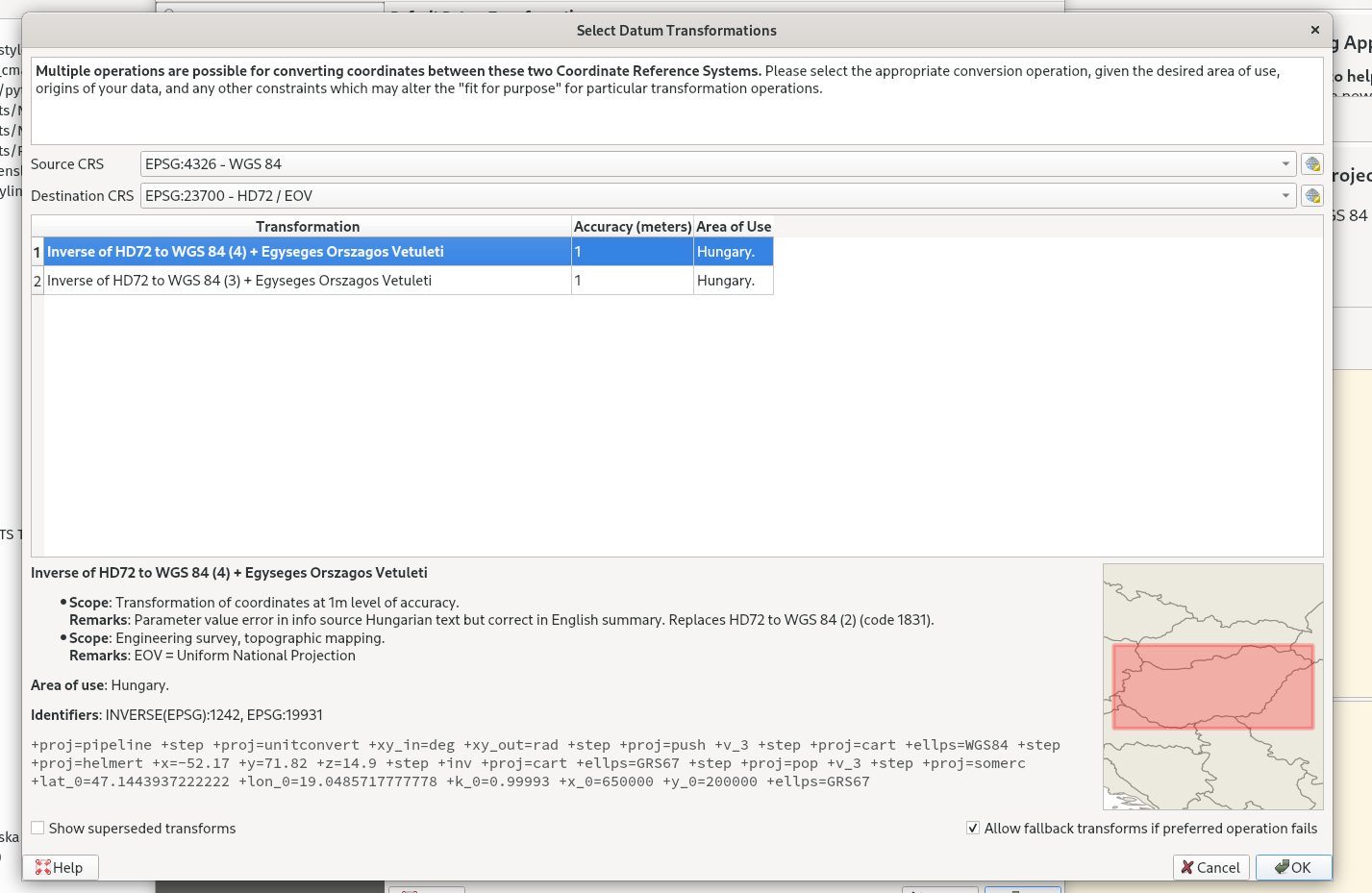 Incorrect Proj4 definition for EPSG:23700 (HD72 / EOV) · Issue #50546 · qgis/QGIS · GitHub
