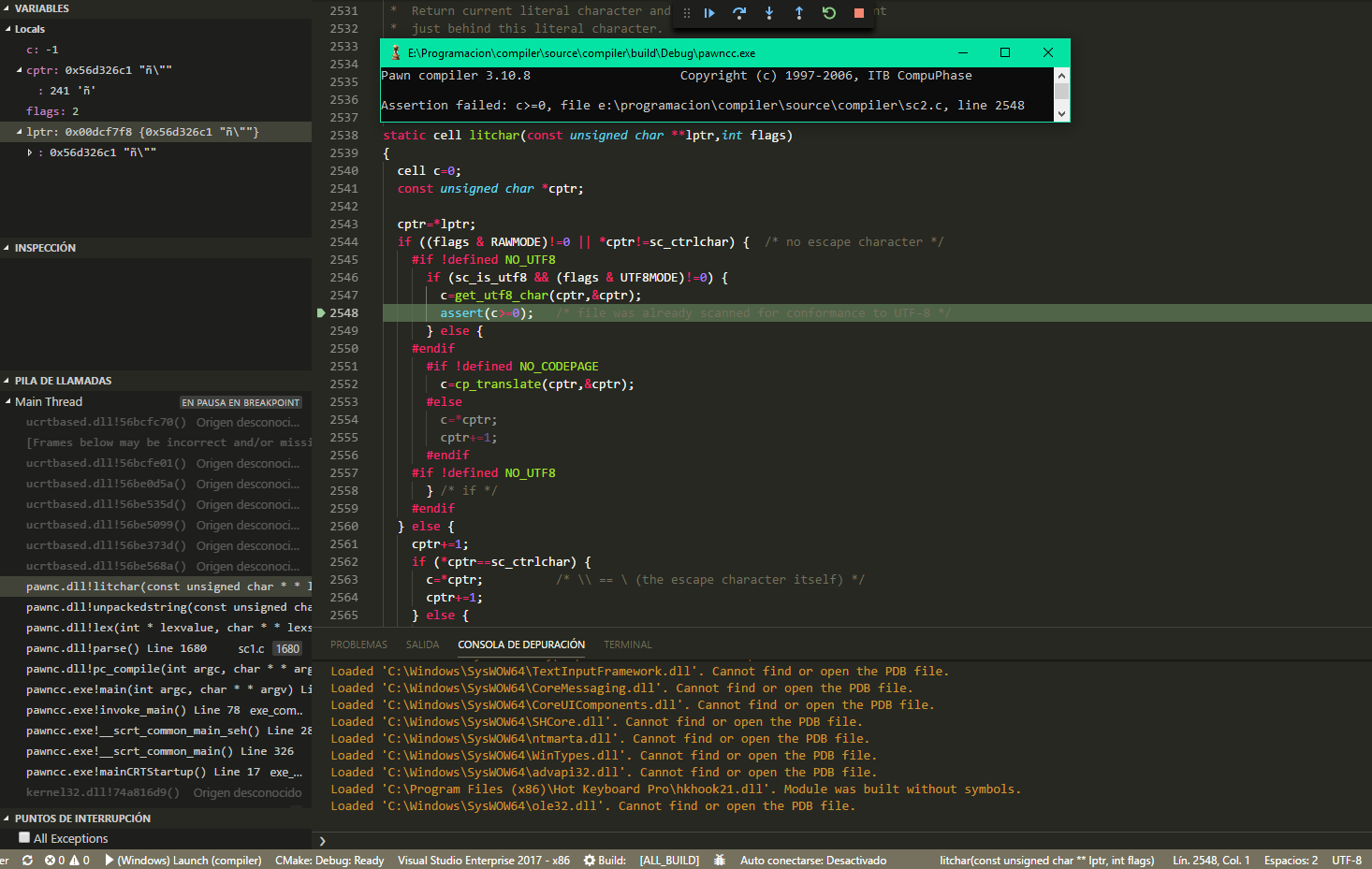 Hangs when a string define including an extended ascii table character (Windows-1252) gets ...