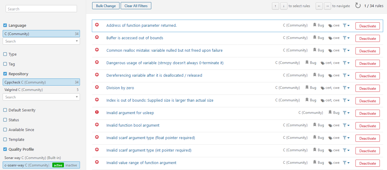 C （community）cppchecksensor Skipped Because There Is No Related Rule Activated In The Quality