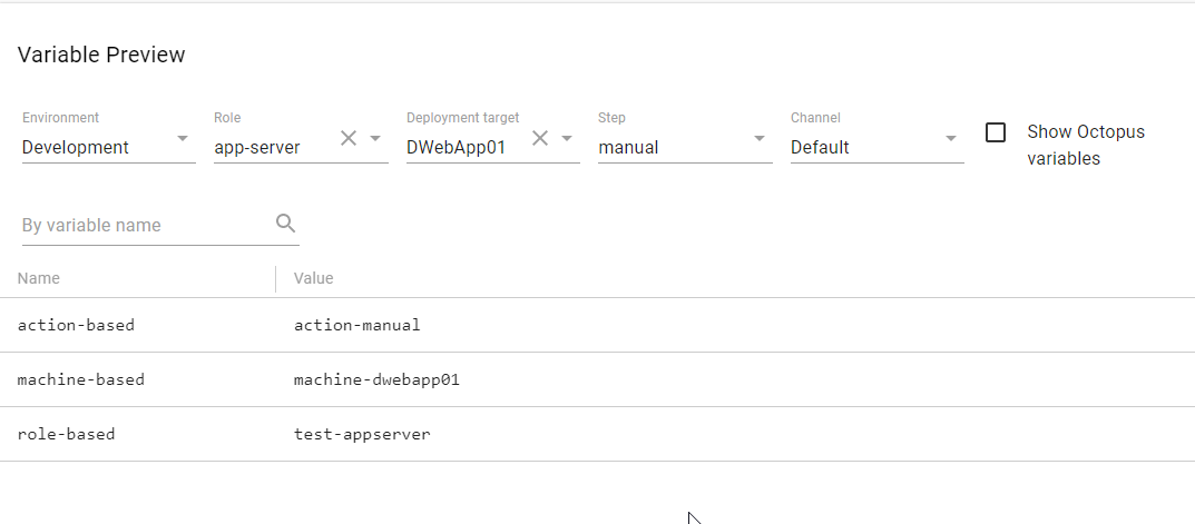 Show what project variables will evaluate to for different deployment contexts · Issue #4221 ...