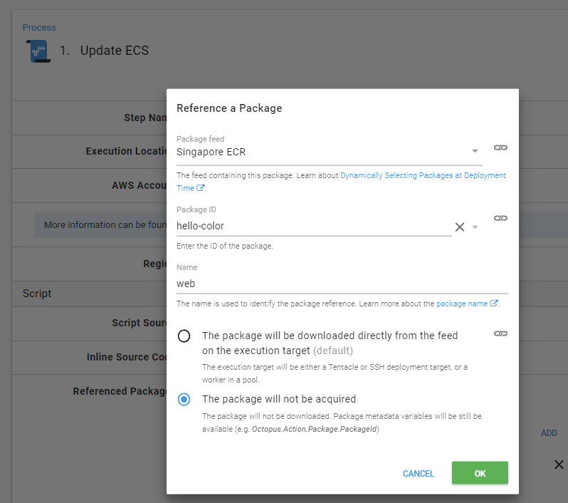 Provide the ECR registry URL as a variable when using an image from the ECR or Docker feed type ...