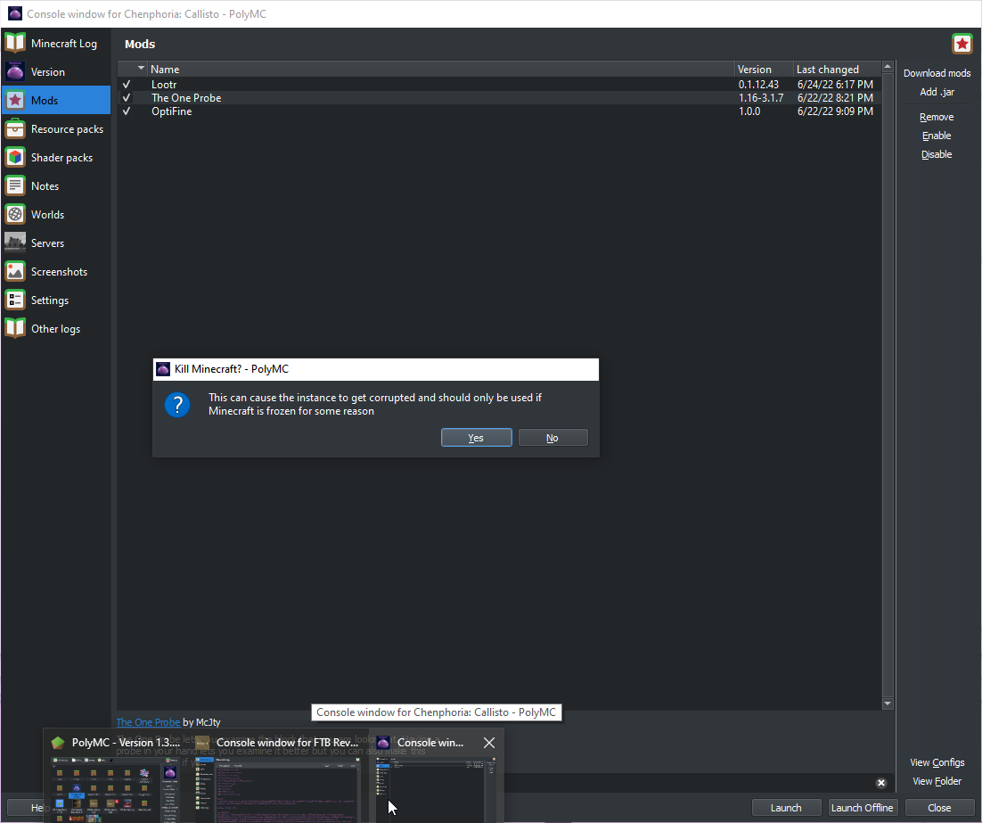 Leftovers of message boxes are shown in hover previews of PolyMC windows · Issue #842 · PolyMC ...