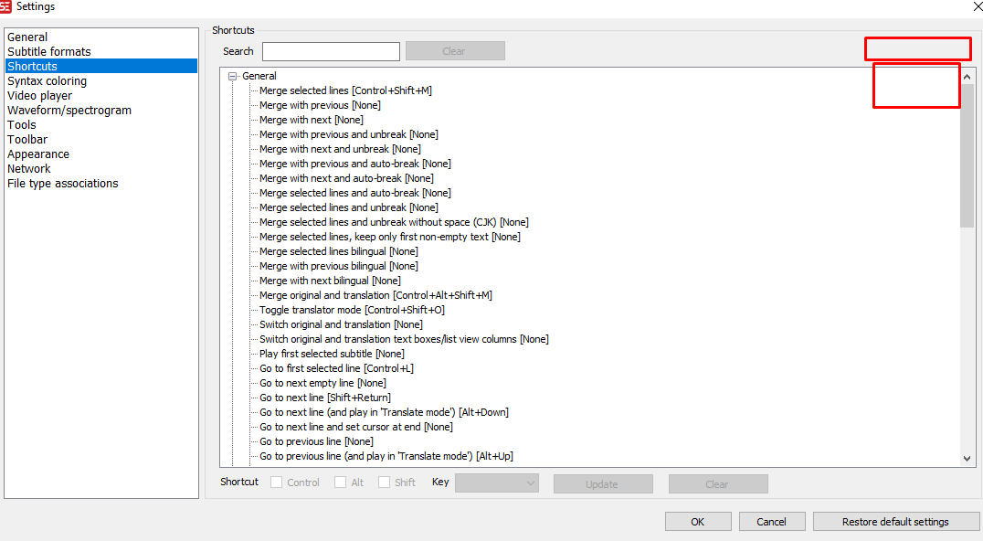 Provide default shortcut list on web for documentation + as an overview of what's possible ...