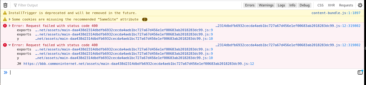 Request Failed With Status Code 400 When Starting Room On Fresh Install ...