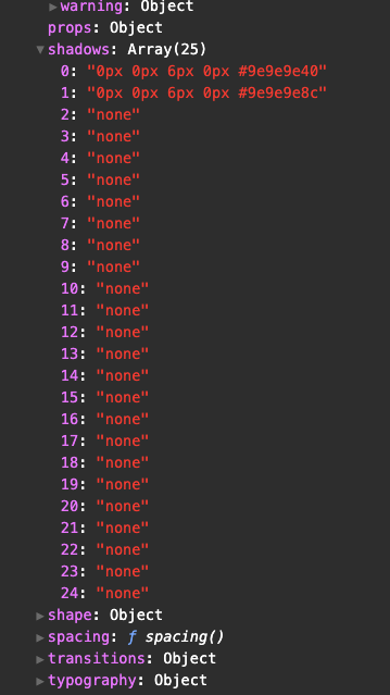 Theme Override Number Of Values Of Shadow Array In Theme Override