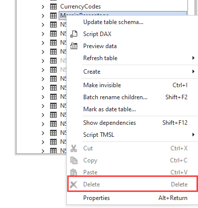 Cannot delete table (greyed out) · Issue #528 · TabularEditor/TabularEditor3 · GitHub