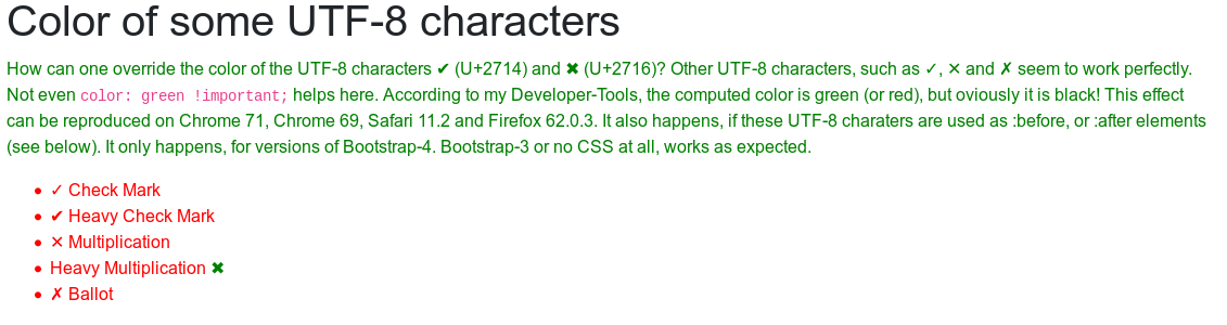 Setting color of some UTF-8 characters doesn't work · Issue #27405 · twbs/bootstrap · GitHub