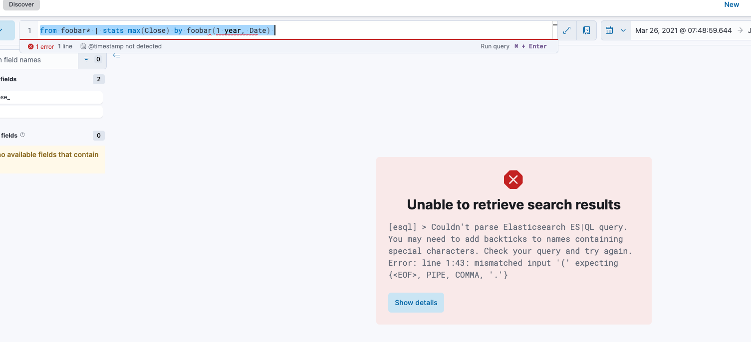 [es Ql] Kibana Error Sometimes Does Not Match Es Error · Issue 165863 · Elastic Kibana · Github