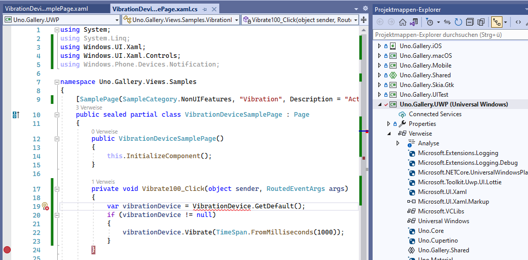 Add sample for `VibrationDevice` · Issue #472 · unoplatform/Uno.Gallery · GitHub