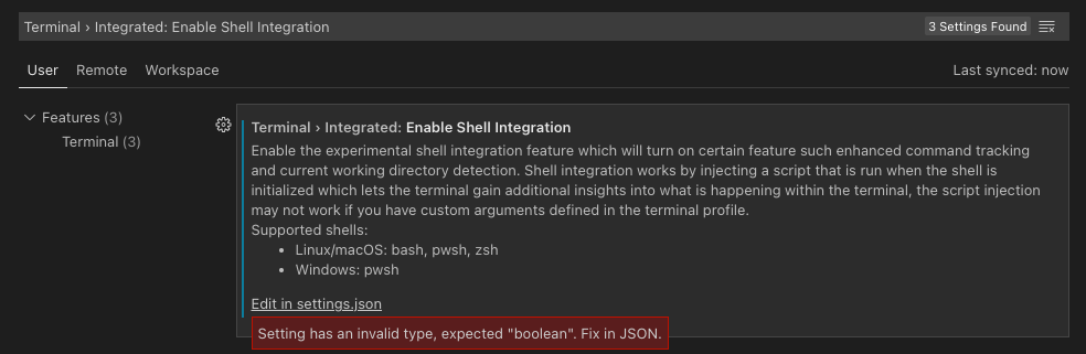 Reseting or disabling Shell Integration setting causes a configuration ...