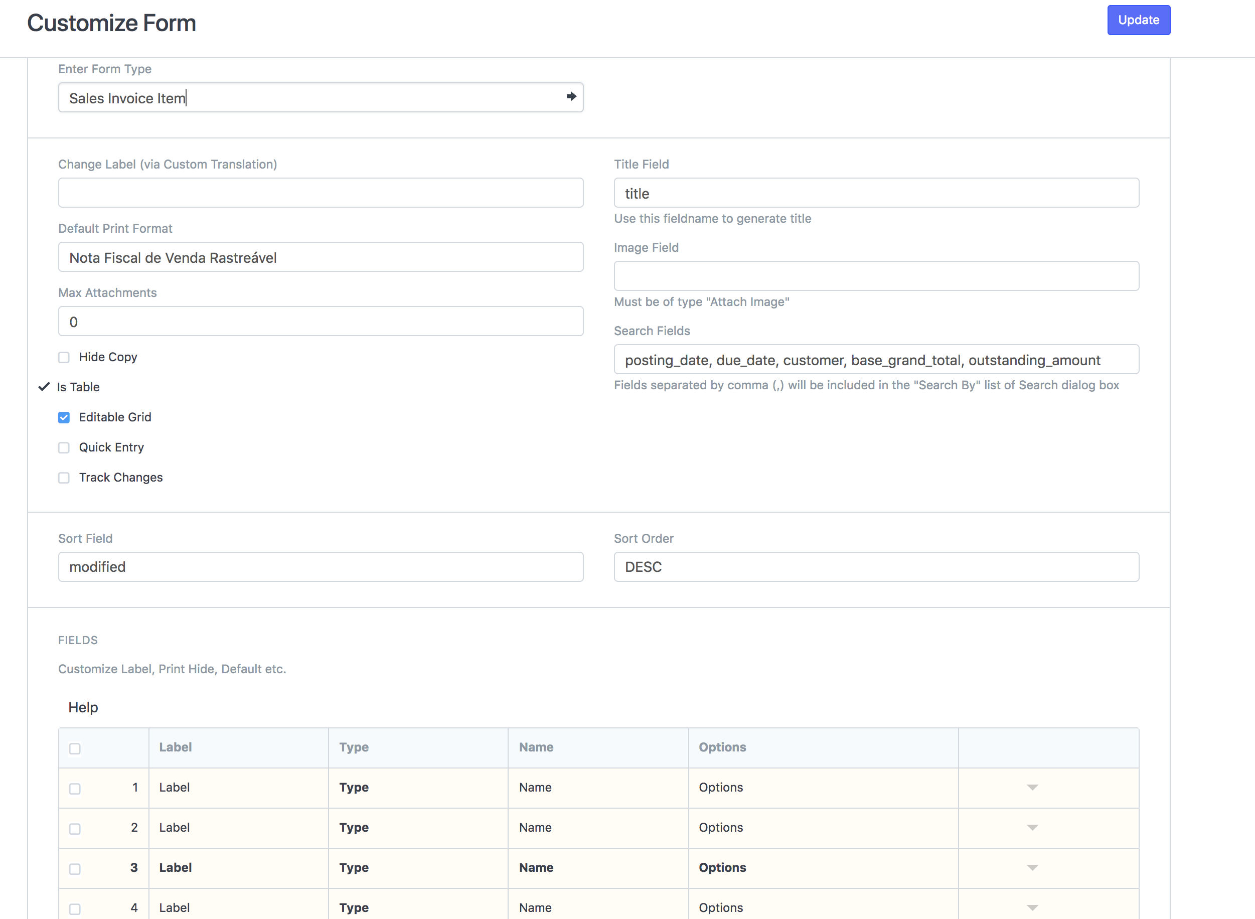 Customize form "Sales Invoice Item" doesnt show the correct fields · Issue #13401 · frappe ...