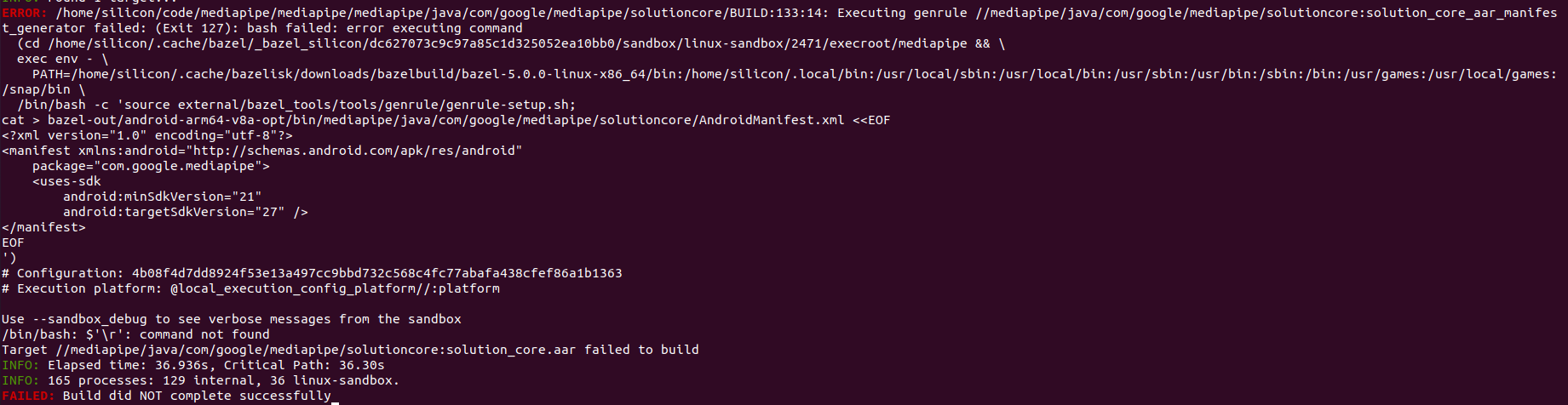 Build a MediaPipe AAR error · Issue #3422 · google-ai-edge/mediapipe · GitHub