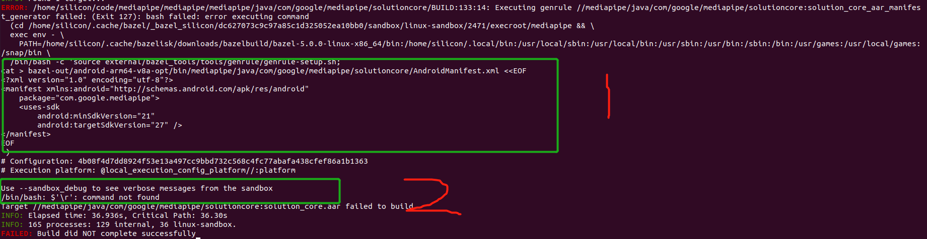 Build a MediaPipe AAR error · Issue #3422 · google-ai-edge/mediapipe · GitHub