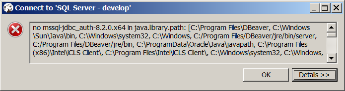 Mssqlwindows Auth Missing Mssql Jdbcauth 820jar · Issue 8054 · Dbeaverdbeaver · Github