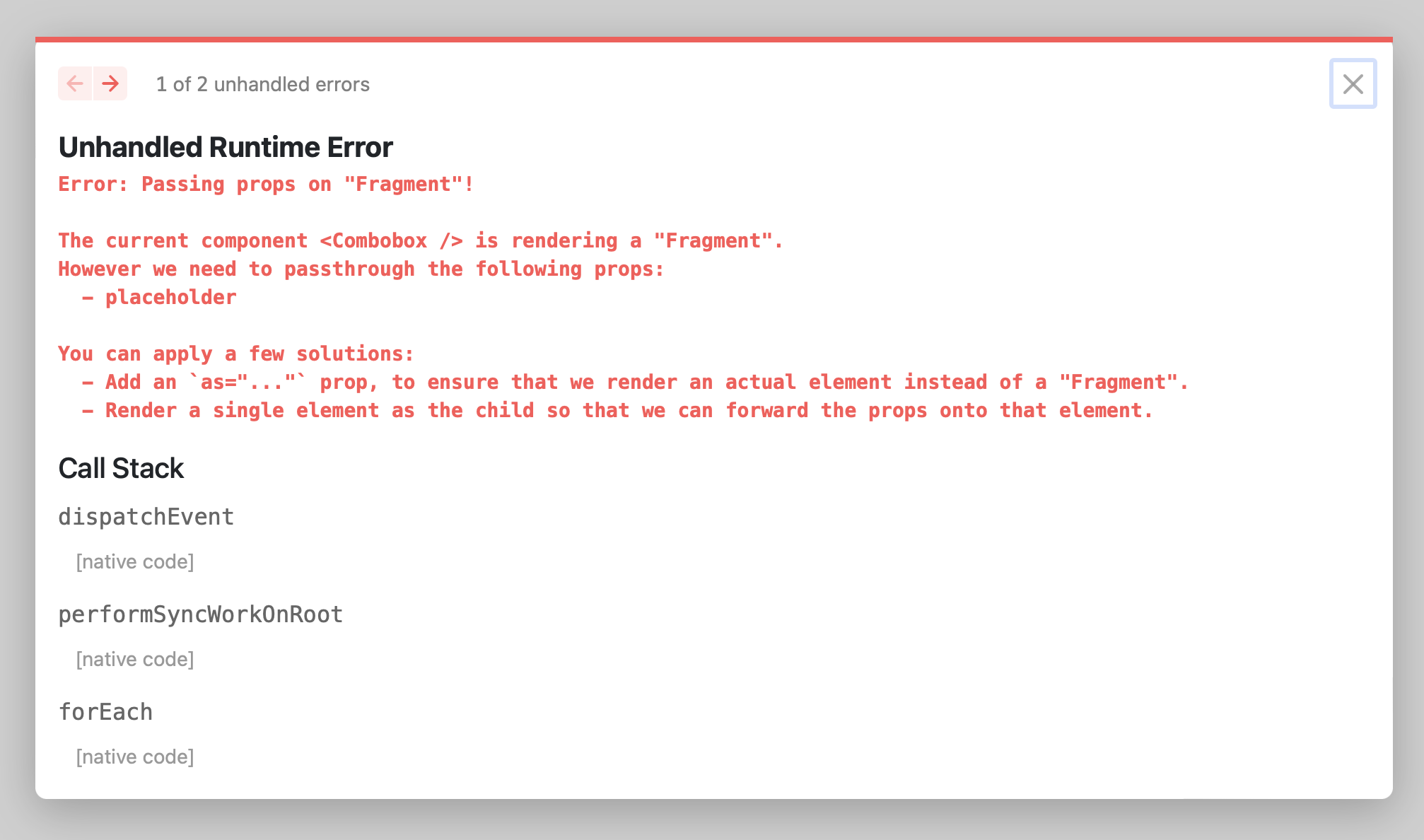 Adding "placeholder" prop to ComboBox causes "multiple" to be true / wrong types · Issue #2407 ...