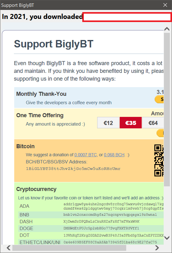Support biglybt showing up, and up, and up and up, every single file. and not displaying fully ...