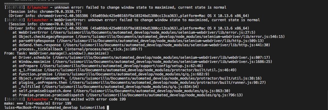 WebDriverError: unknown error: failed to change window state to maximized, current state is ...
