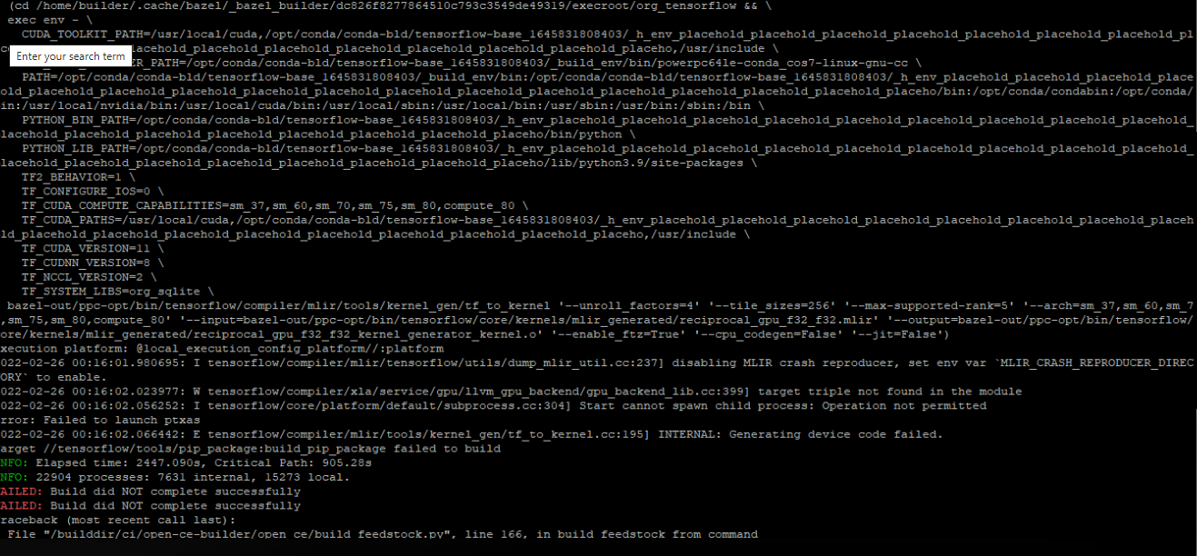 Build failure with TF 2.7.1 on Linux ppc64le with high memory ...